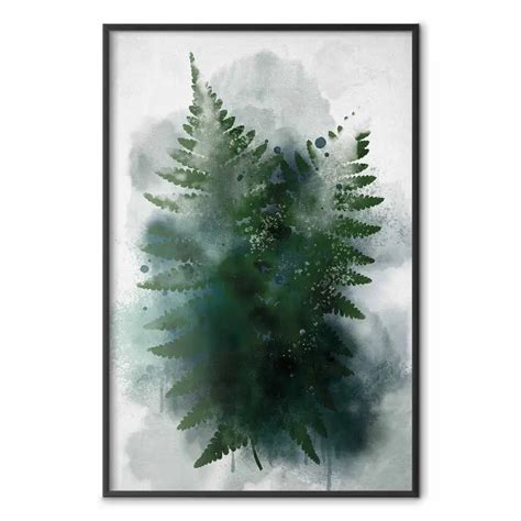Wandposter Gemalte Farn Abstrakte Pflanzenkomposition Aus Grünen Farnen Poster Bimago
