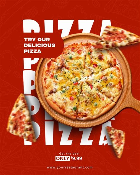 Pizza Poster Design In Adobe Photoshop🎨 Food Advertising Pizza Menu