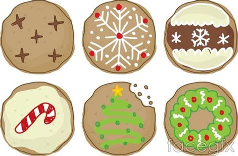 6 Delicious Christmas Cookies Vector Cookie Vector Delicious
