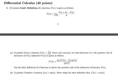 solved 6 10 points limit definition of a function f x