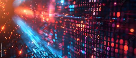 Abstract Futuristic Cyberspace With Binary Code Matrix Background With