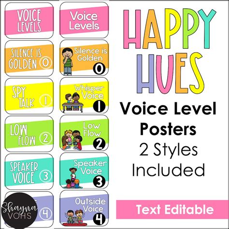 Voice Level Posters Classroom Voice Level Chart Bright Etsy
