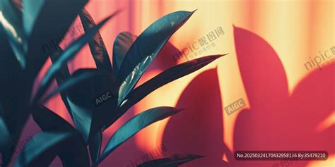 Ai创作图绿植 叶片 光影 色彩 轮廓 阴影 阳光 暖色 自然 植物 细节 生机 柔美 纹理 背景 昵图网
