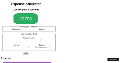 Expense Calculator Codesandbox