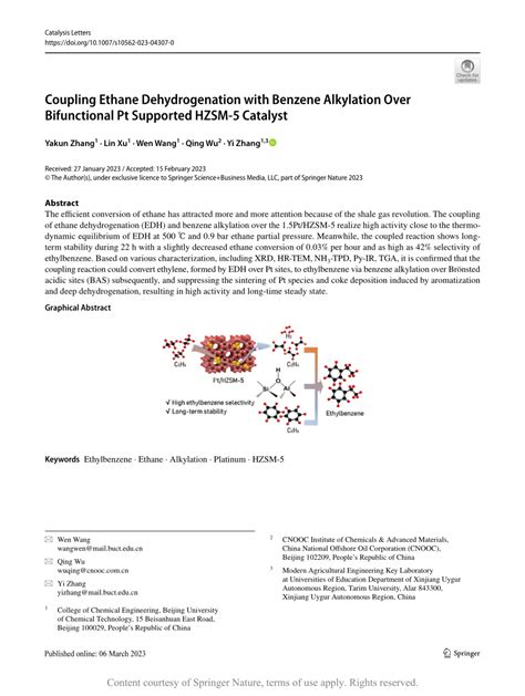 Coupling Ethane Dehydrogenation With Benzene Alkylation Over