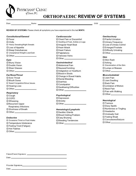 46 Free Review Of Systems Templates Checklist Templatelab Review