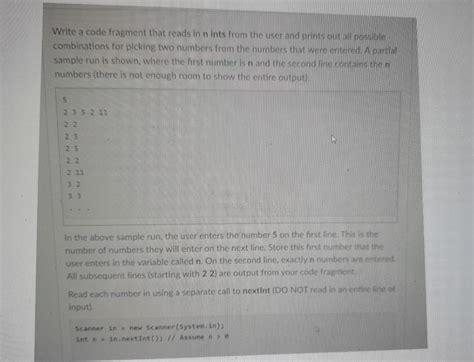 solved write a code fragment that reads in n ints from the