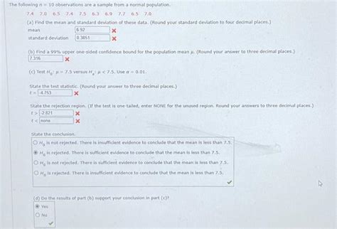 solved following n 10 observations are a sample from a