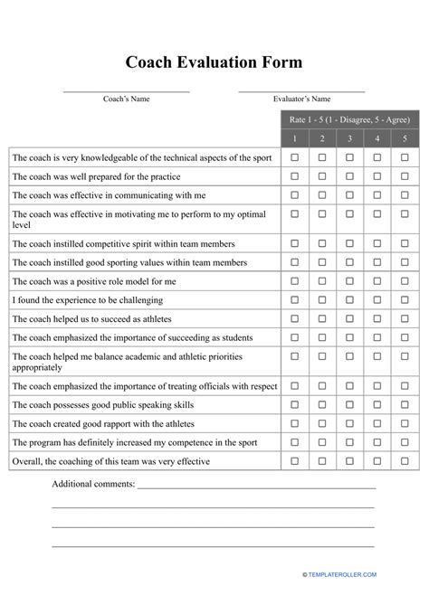 Coach Evaluation Form Fill Out Sign Online And Download Pdf