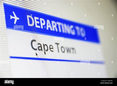 Computer Screen Close Up Of Status Of Flight Departing To Cape Town