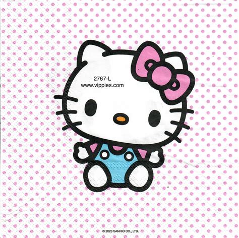 Ctn 2767 L Hello Kitty Sitting Dots Luncheon Napkin For Decoupage Vippies Designs