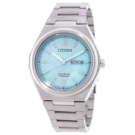 Citizen Zenshin Eco Drive Turquoise Dial Men Watch Aw0130 85m