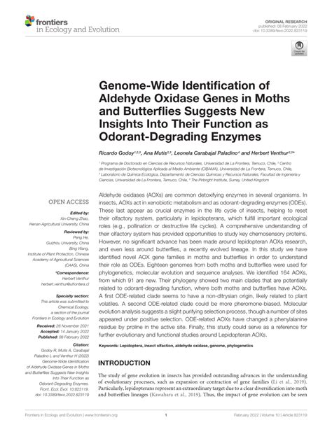 Pdf Genome Wide Identification Of Aldehyde Oxidase Genes In Moths And