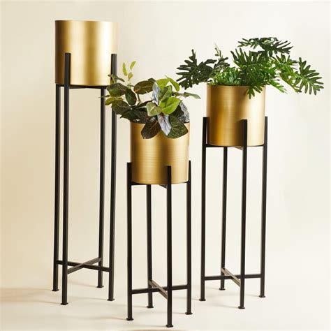 Buy Valencia Set Of 3 Metal Planters With Stands From Home Centre At