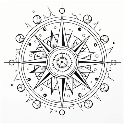 Premium Photo Black And White Coloring Picture Of A Magic Compass
