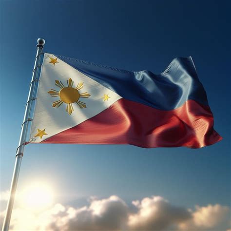 Premium Photo Realistic Philippines Flag Waving On Sky