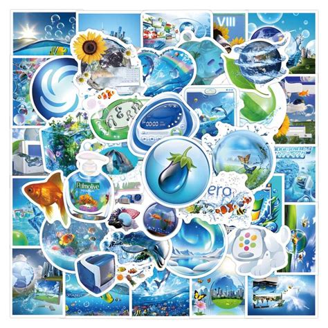 55pcs Frutiger Aero Stickers Aesthetic Stickers Frutiger Aero Style