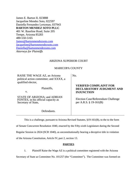 2024 06 18 Draft Verified Complaint For Declaratory Judgment And