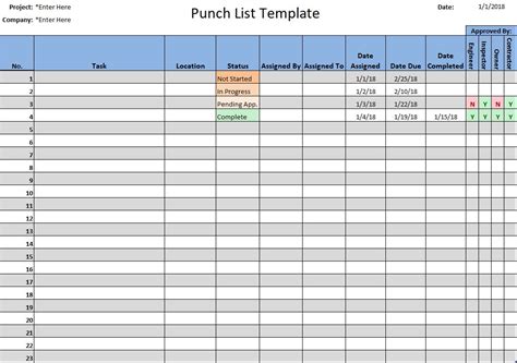 Punch List Template Excel A Comprehensive Guide To Project Completion