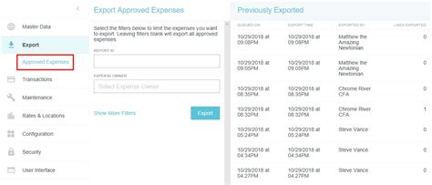 Export Approved Expenses Admin Screen Chrome River Help Center