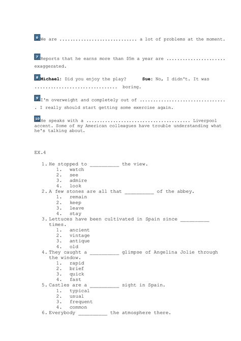 Collocations Exercises And Answers Docx