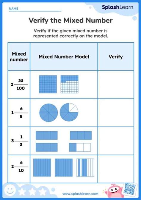 Verify The Mixed Number — Printable Math Worksheet