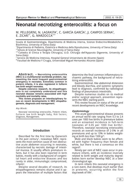 Pdf Neonatal Necrotizing Enterocolitis A Focus On