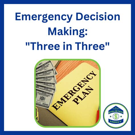 Emergency Decision Making Three In Three Enlisted Money