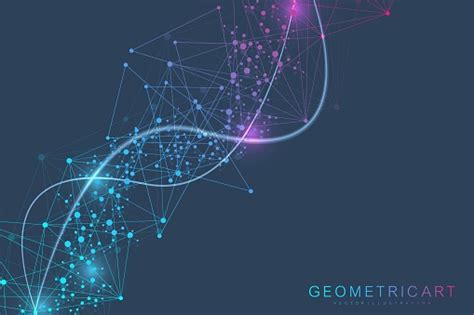 빅 데이터 시각화 배경입니다 현대 미래 가상 추상적인 배경입니다 과학 네트워크 패턴 연결 선과 점 글로벌 네트워크 연결 벡터입니다 가상현실에 대한 스톡 벡터 아트 및 기타