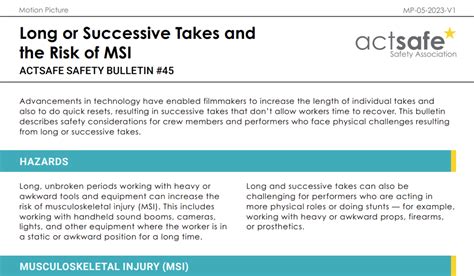 45 Long Or Successive Takes And The Risk Of Msi