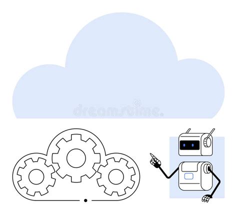 Cloud Computing And Automation Concept With Robot And Gears Stock Vector Illustration Of