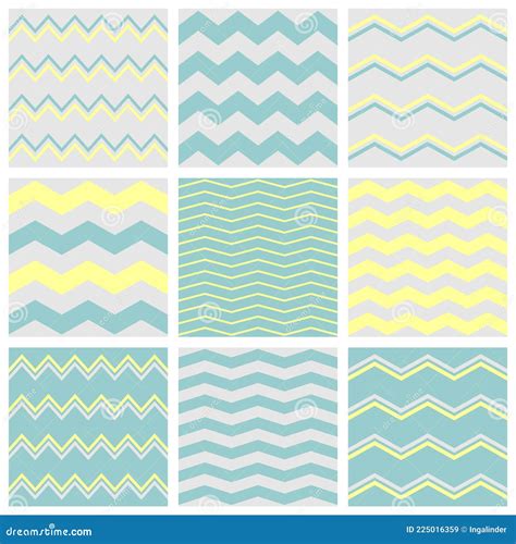 Tile Vector Pattern Set With Zig Zag Print Background Stock Vector