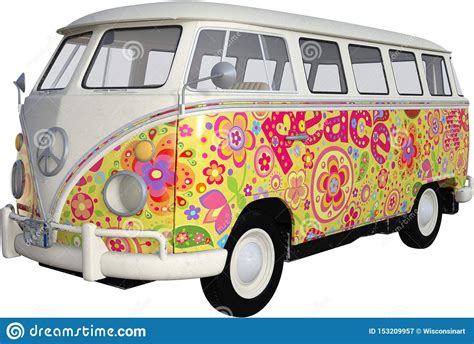 Vintage Vw Hippie Van Bus Isolated Stock Image
