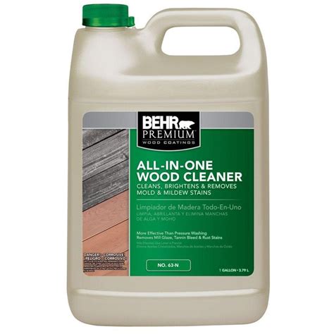 Behr Premium 1 Gal All In One Wood And Deck Cleaner 06301n The Home Depot Staining Wood