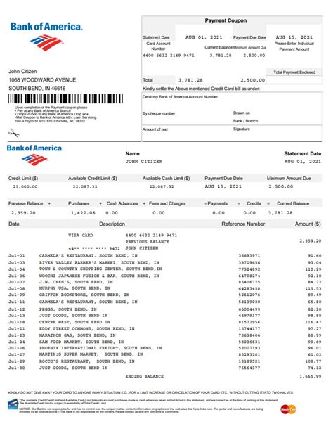 United States Bank Statement Templates