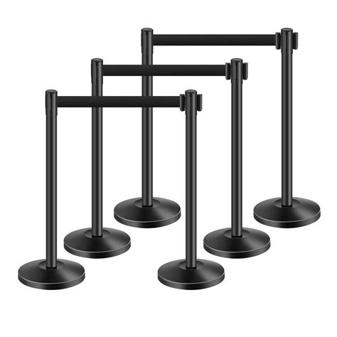 6 Pack Retractable Belt Stanchionsheavy Duty Crowd Control Posts With