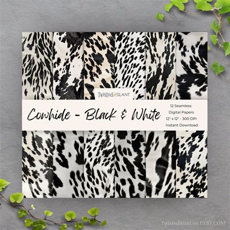 Cowhide Background Digital Paper Instant Download Western Digital