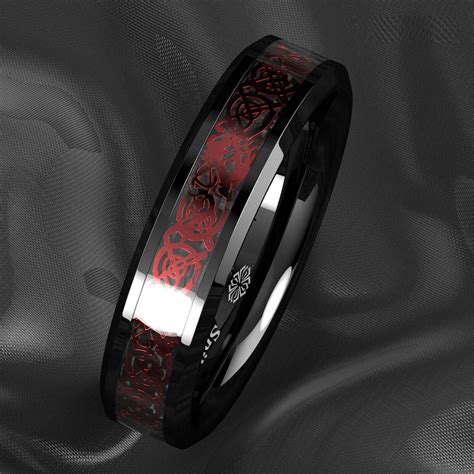 Black Red Celtic Dragon Tungsten Ring Buy 6mm Band Australia Big