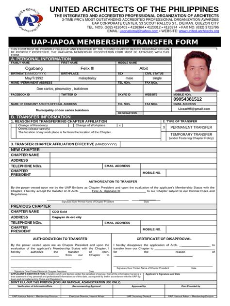 Uap Membership Transfer Form Pdf