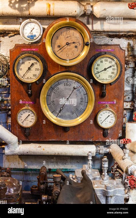 Original Engine Monitoring Gauges In The 1922 Steam Powered Engine Room