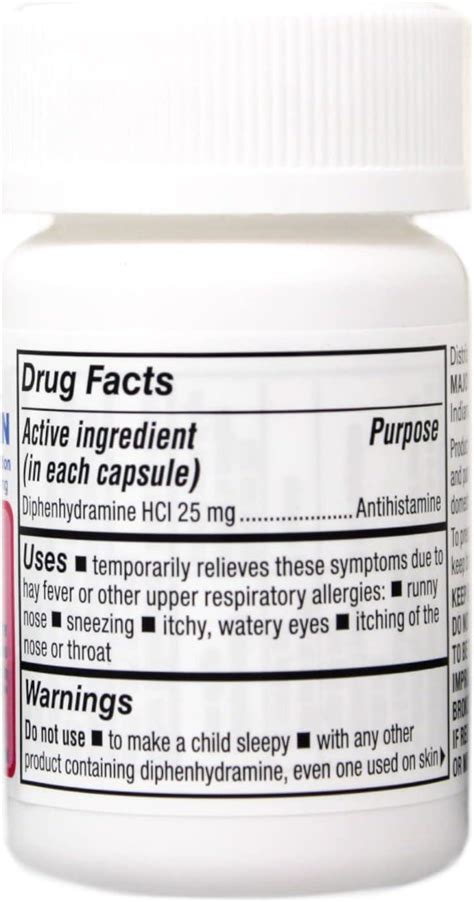 Major Banophen Diphenhydramine Capsules 25mg 100ct