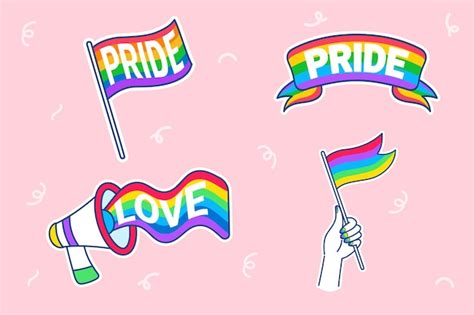 Premium Vector Pride And Love Sticker Icons With Rainbow Flags