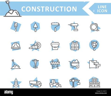 Set Of Vector Construction And Repair Line Icons Brush Roller Drill