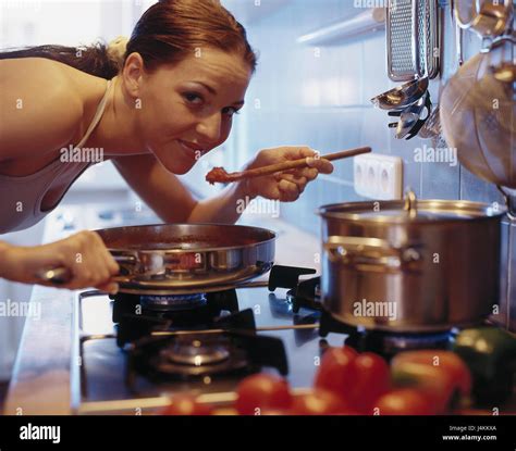 Cuisine Woman Young Cook Food Try Household Food Meal