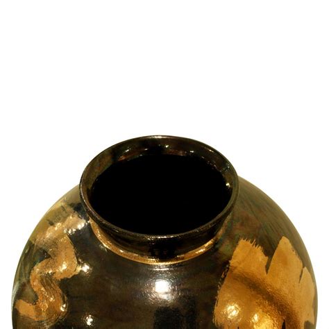 Gary Mccloy Gary Mccloy Ceramic Vase With Gunmetal And Gold Glazes 1980s
