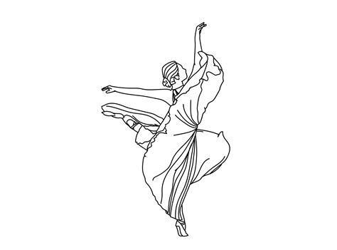 Premium Vector Dancing Girl Line Art Illustration