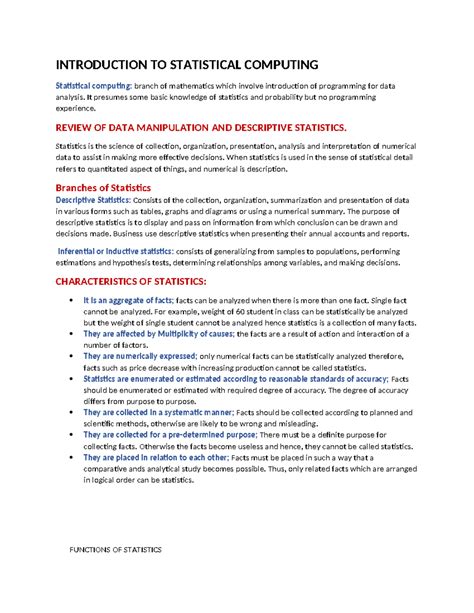 Introduction To Statistical Computingsta247 Introduction To Statistical Computing