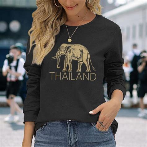 Thailand Elephant Symbol Siam Flag Thai Emblem Long Sleeve T Shirt