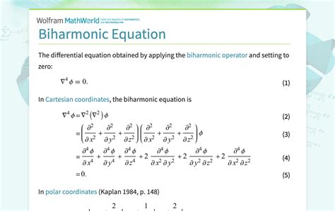 Biharmonic Equation From Wolfram Mathworld