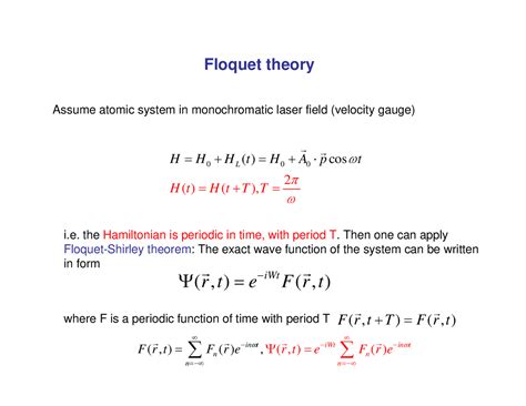 Lecture Notes On Floquet Theory Phys 602 Docsity